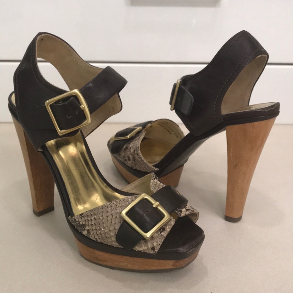 Coach Platform Heels-Embossed Snake Skin - Gem